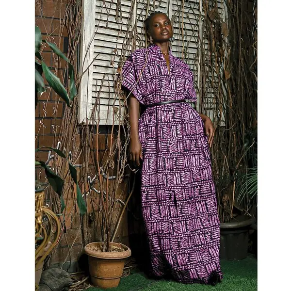 CHUKS COLLINS Ajah New Collection Drop- Kimono-inspired Oversized Batik Maxi Dress - Red