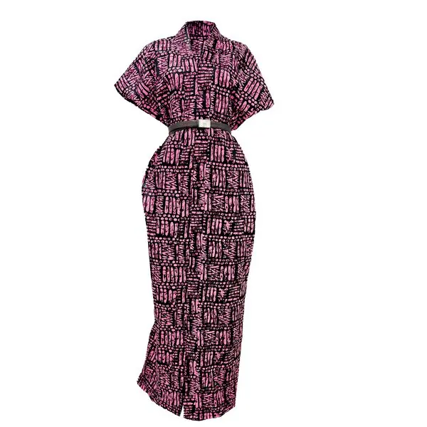 CHUKS COLLINS Kimono-inspired Geometric Print Maxi Dress - Red
