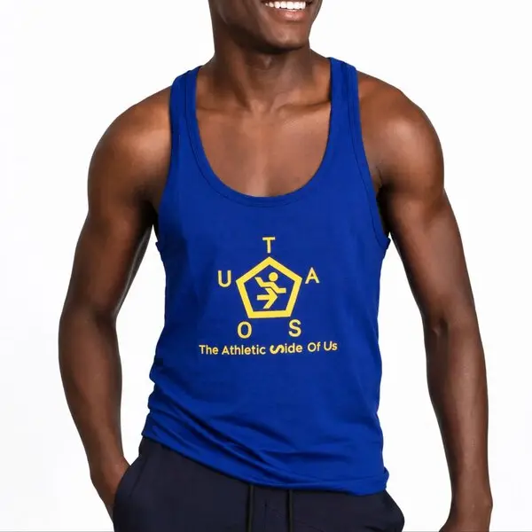 CHUKS COLLINS Logo Printed Tank Top Royal Diffusion Collection Tasou The Athletic Side Of Us - Blue