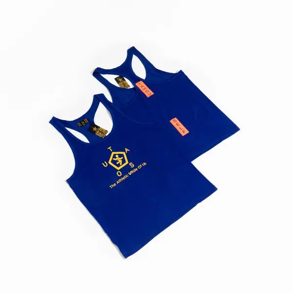 CHUKS COLLINS Royal Diffusion Collection Tasou Logo Printed Tank Top - Blue