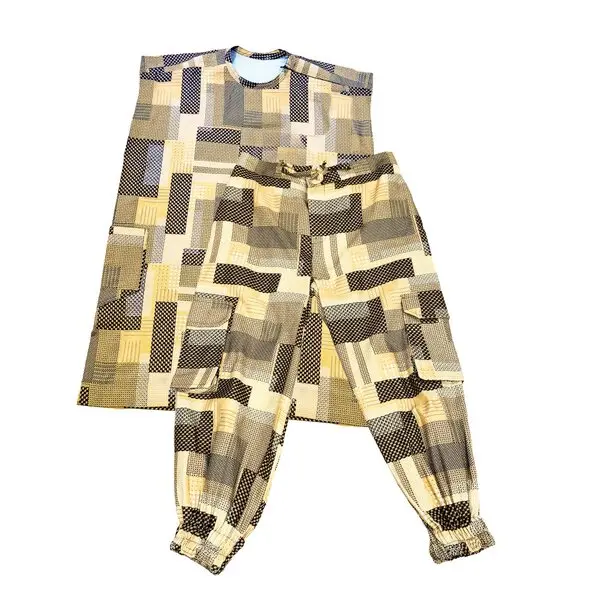 CHUKS COLLINS Warrior Set: Sleeveless Tunic And Harem Pants - Brown