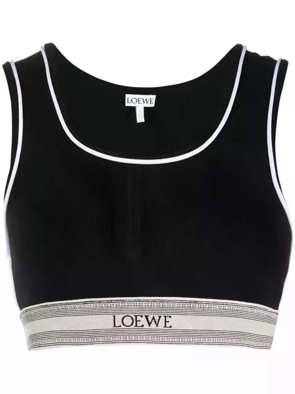 Loewe Cropped Stripe Detail Top - Black