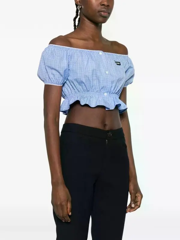 Miu Miu Checked Poplin Crop Top