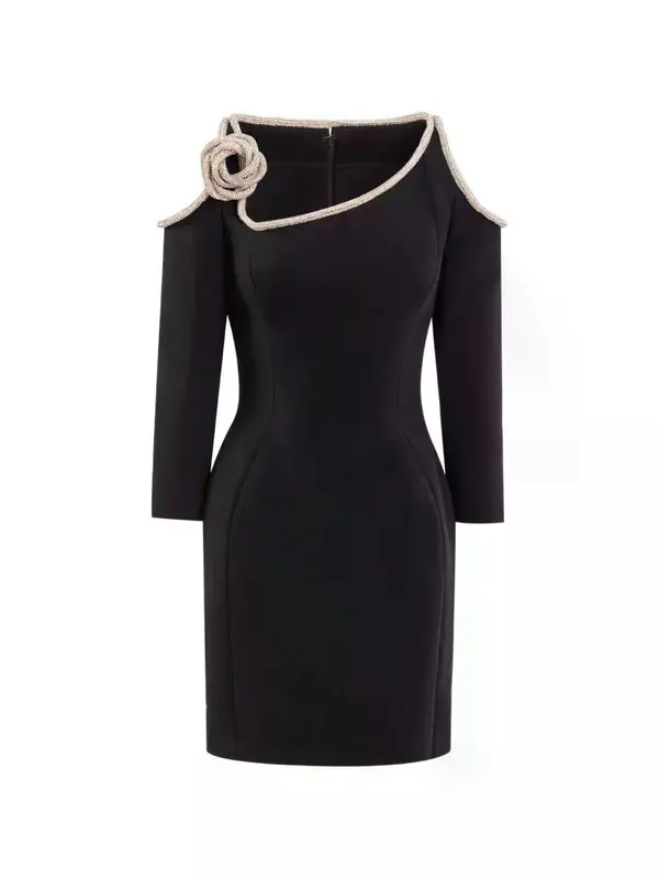 SAIID KOBEISY Crystal-embellished Cold-shoulder Mini Dress