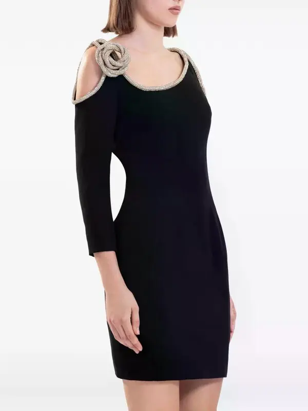 SAIID KOBEISY Crystal-embellished Cold-shoulder Mini Dress