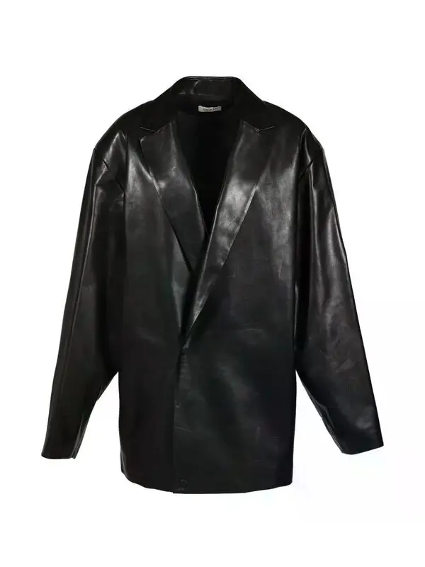 Fear Of God Leather Oversized-lapel Jacket - Black