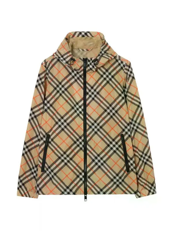 Burberry Check Nylon Hooded Jacket - Neutrals