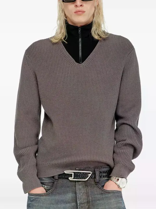 DIESEL® Half-zip Sweater With Layered Effect Neckline