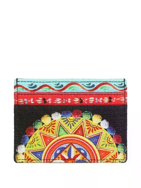 Dolce & Gabbana Carretto-print Canvas Card Holder - Black