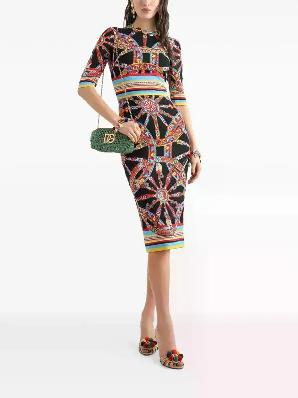 Dolce & Gabbana Carretto Print Charmeuse Dress