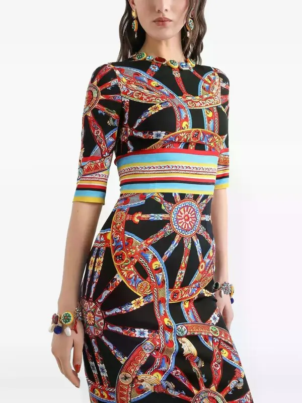 Dolce & Gabbana Carretto Print Charmeuse Dress