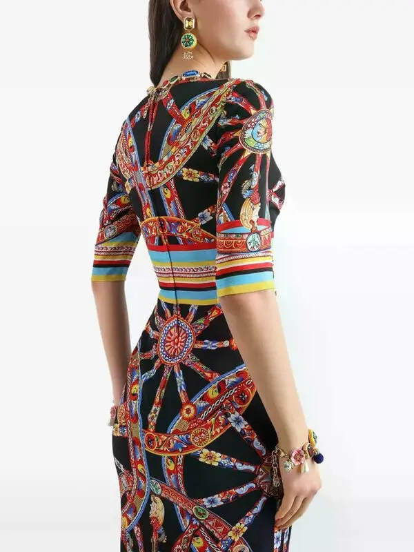 Dolce & Gabbana Carretto Print Charmeuse Dress