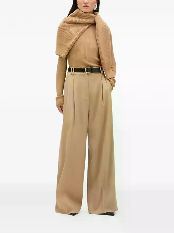 Another Tomorrow Twill Pleated Trousers