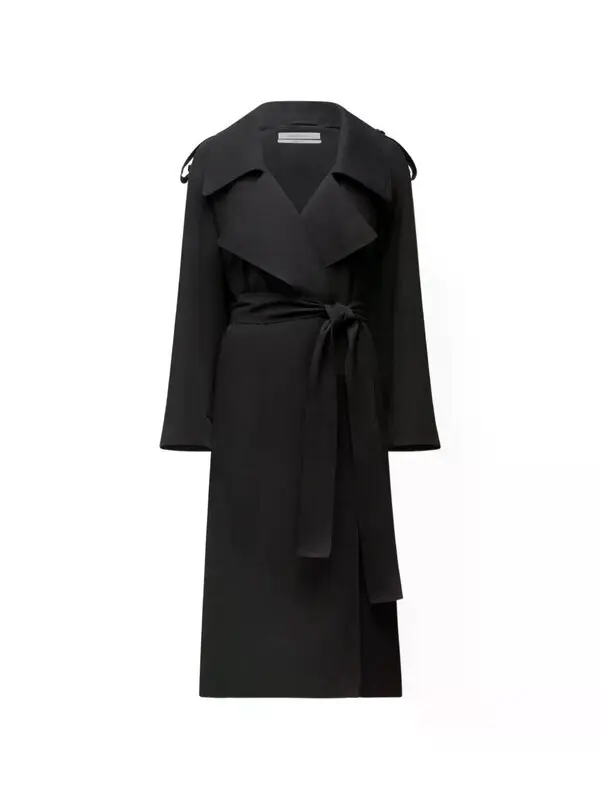 Another Tomorrow Belted Flap-pocket Trench Coat