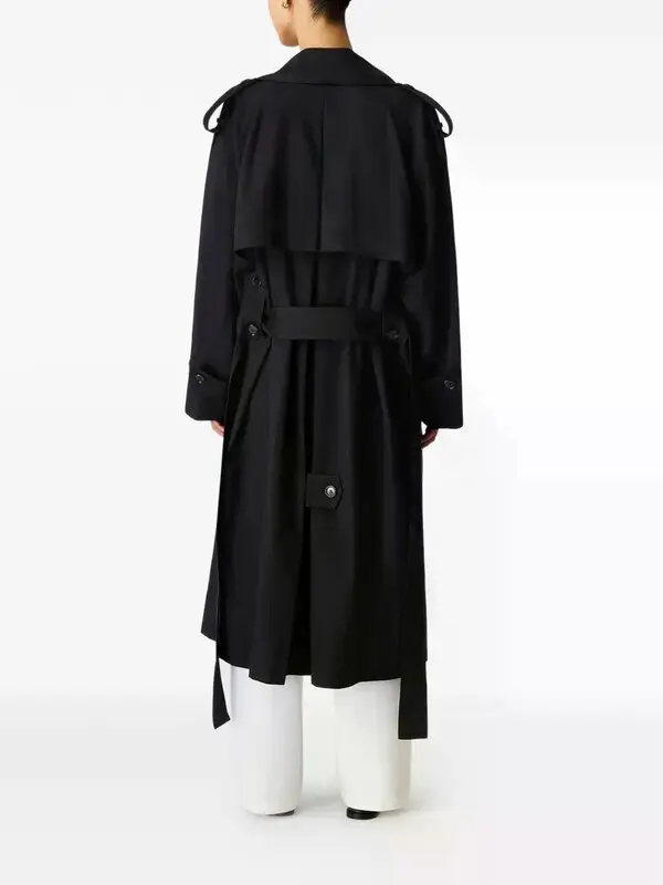 Another Tomorrow Belted Flap-pocket Trench Coat