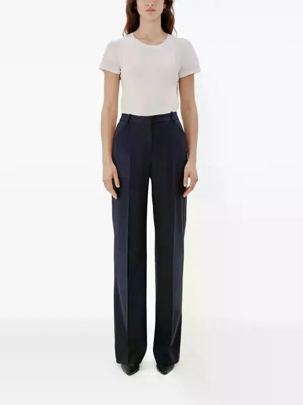 Another Tomorrow Flared Wool Trousers