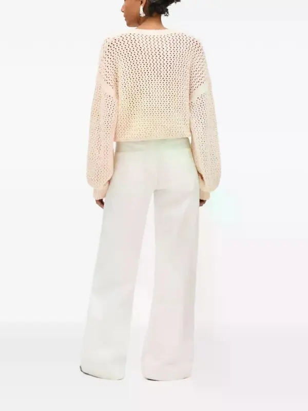 Another Tomorrow Open Knit Crew Neck Sweater