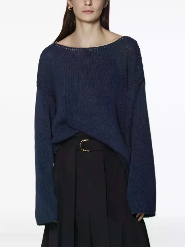 Another Tomorrow Draped Knit Cotton Sweater