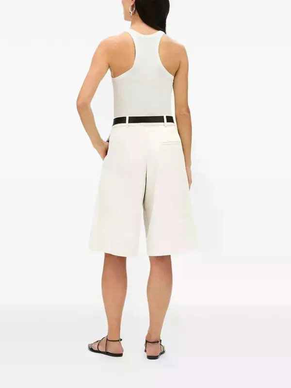 Another Tomorrow Off-white Belted Bermuda Shorts