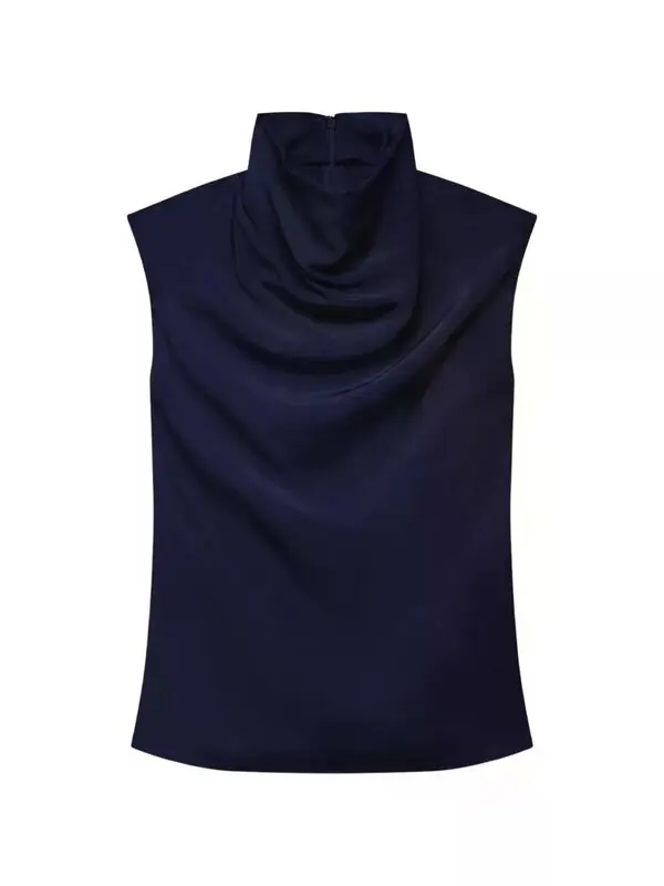Another Tomorrow Cowl Neck Draped Top - Blue