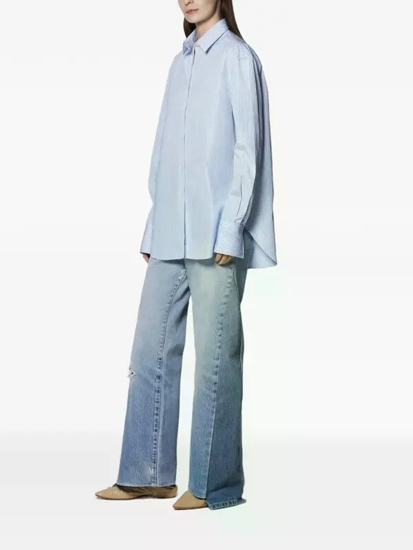 Another Tomorrow Striped Cotton Shirt