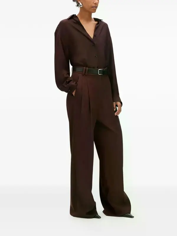 Another Tomorrow Pleated Twill Wool Trousers