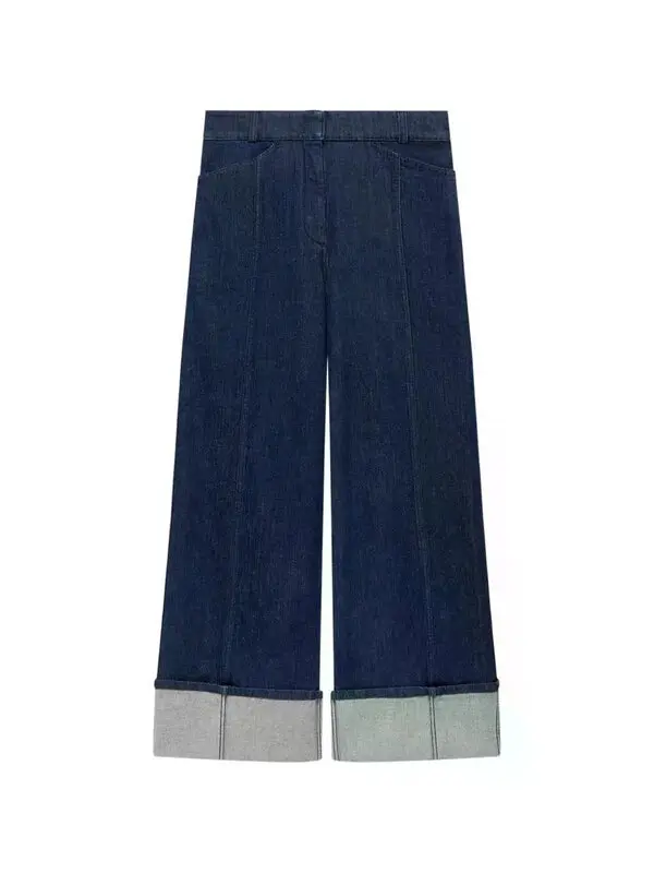 Another Tomorrow Cuffed Seamed Wide-leg Jeans
