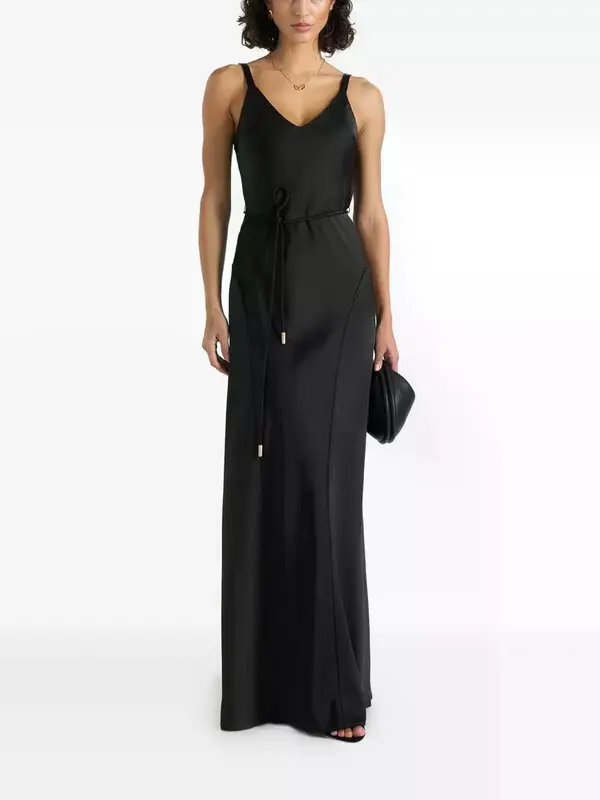 Manière De Voir Saffron Satin Belted Maxi Dress