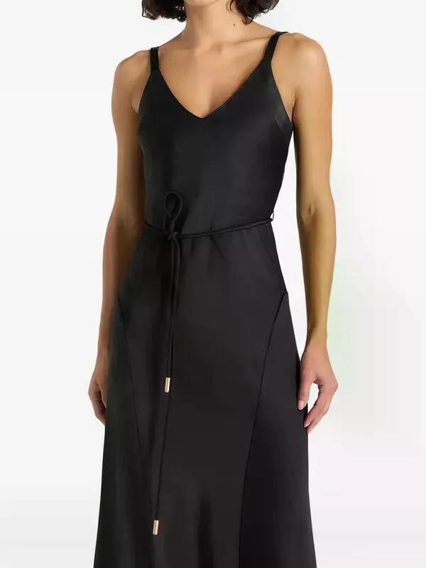 Manière De Voir Saffron Satin Belted Maxi Dress