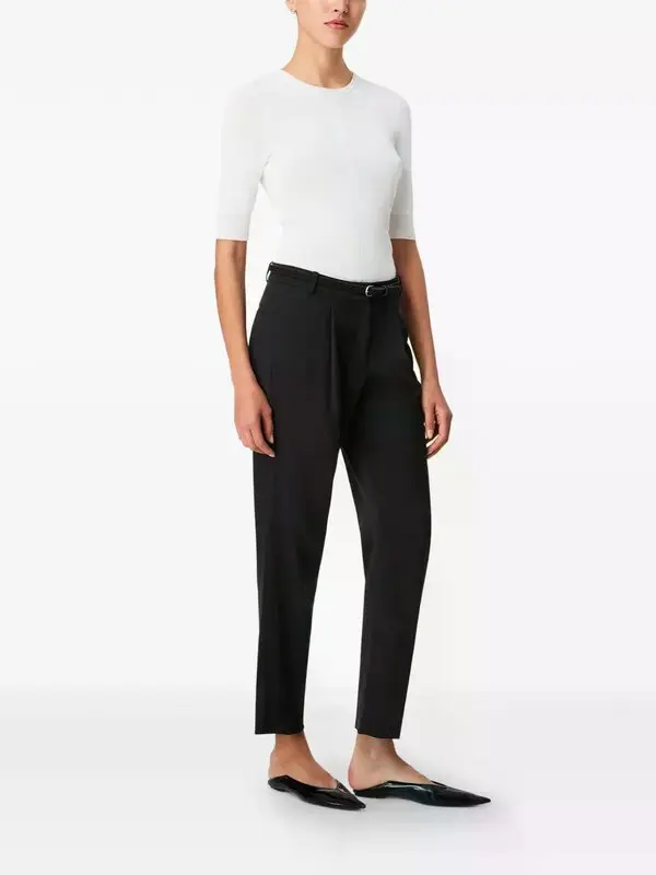Another Tomorrow Peg Pleated Wool Trousers