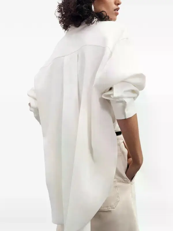 Another Tomorrow Pleated Hemp-blend Shirt