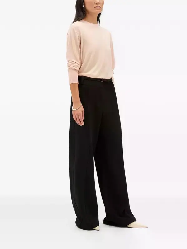 Another Tomorrow Topstitched Wide-leg Trousers