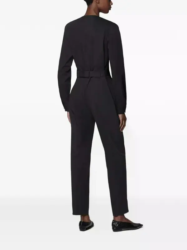 Another Tomorrow Belted Collarless Jumpsuit