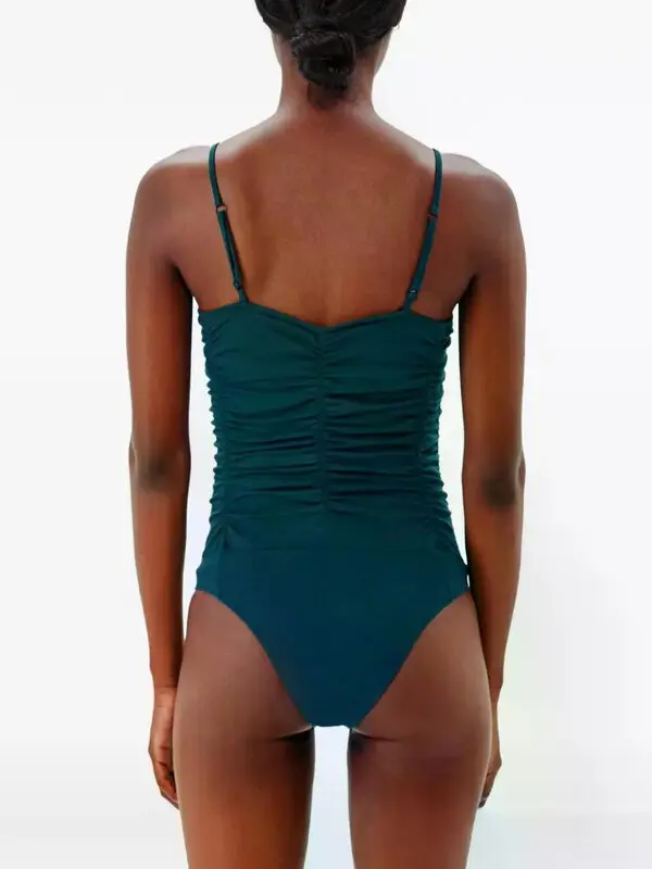 Another Tomorrow Shirred Sleeveless Bodysuit