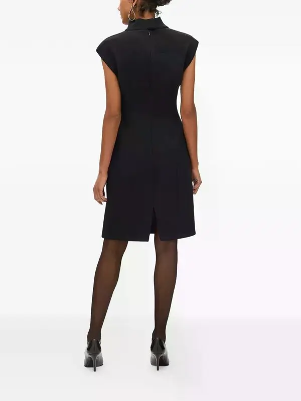 Another Tomorrow Wool Cowl Neck Sleeveless Dress With Graphic Topstitching