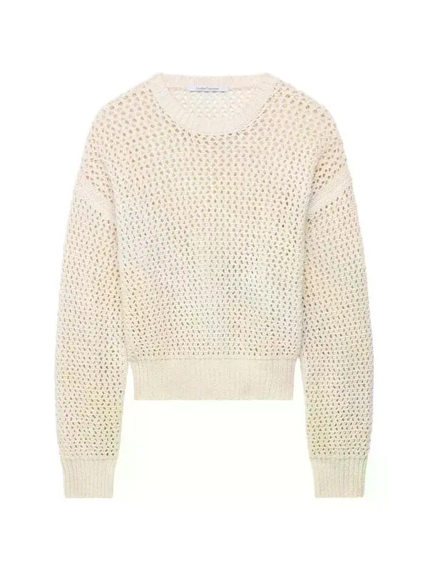Another Tomorrow Open-knit Crew-neck Sweater - Neutrals
