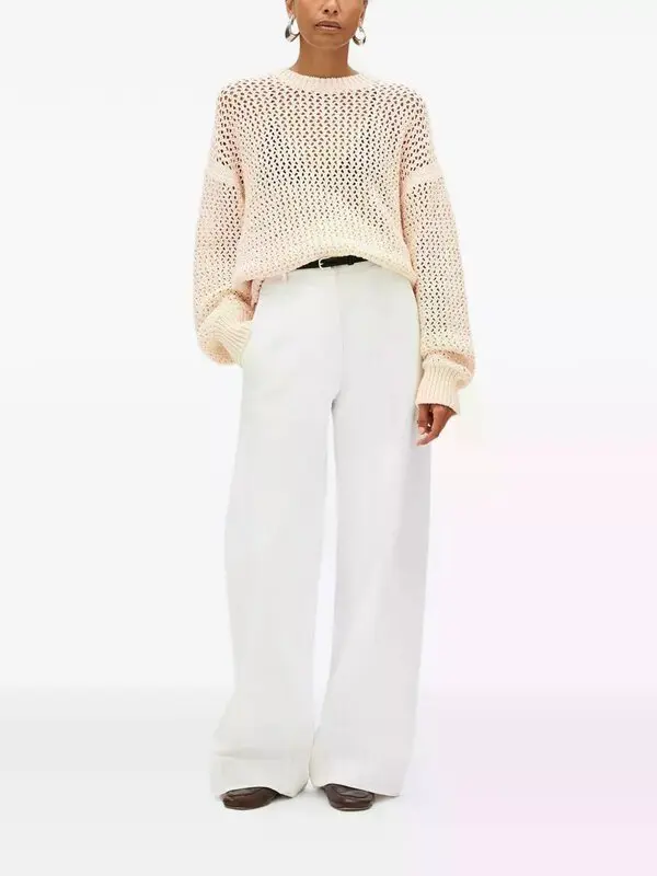 Another Tomorrow Open-knit Crew-neck Sweater