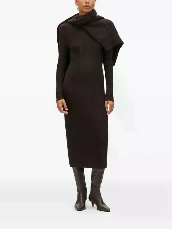 Another Tomorrow Rib-knit Curved-seam Dress