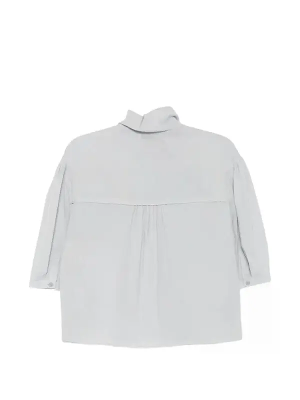 LOW CLASSIC Pintuck High-neck Blouse - Blue
