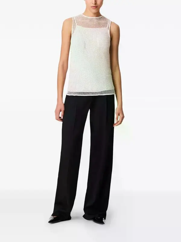 Another Tomorrow Beaded Mesh-knit Top