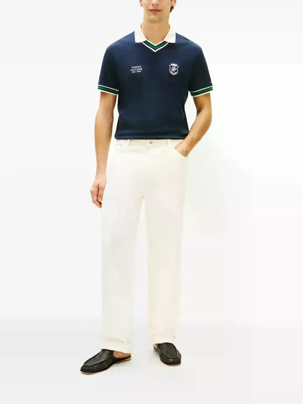 Tommy Hilfiger Logo-print V-neck Polo Shirt