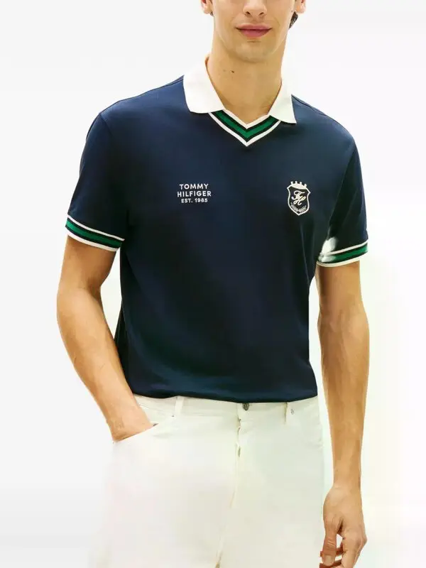 Tommy Hilfiger Logo-print V-neck Polo Shirt