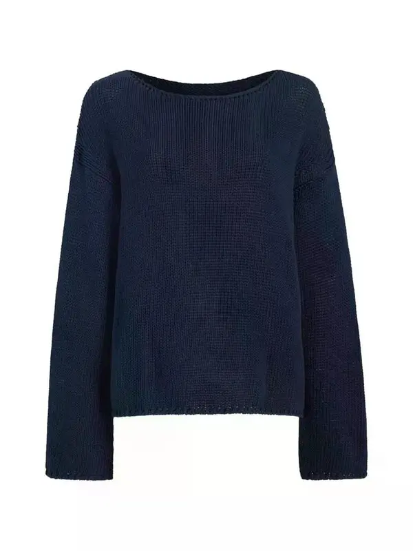 Another Tomorrow Draped Knit Cotton Sweater