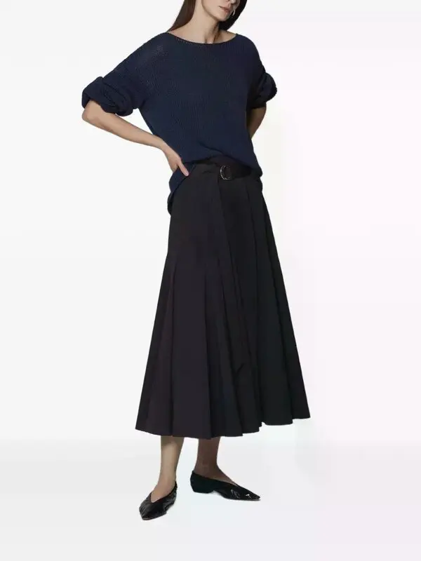 Another Tomorrow Draped Knit Cotton Sweater