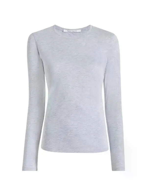 Another Tomorrow Long Sleeve Crew Neck T-shirt - Grey