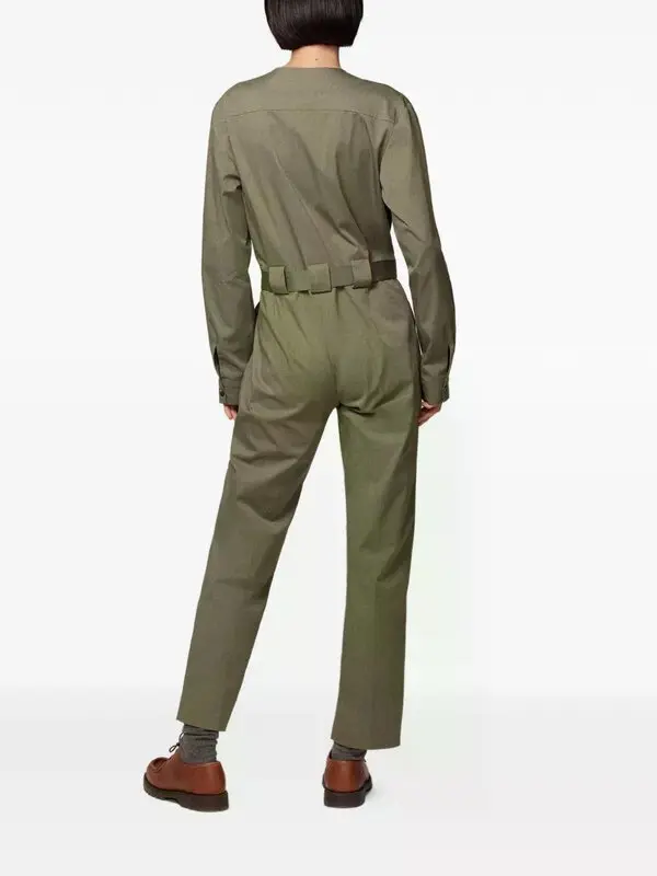 Another Tomorrow Belted Collarless Jumpsuit