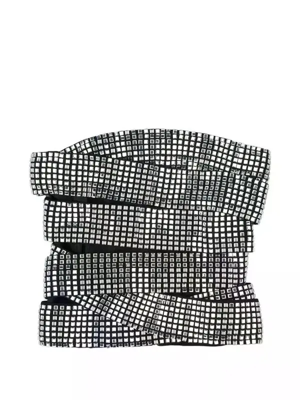 AREA Black Crystal Embellished Strapless Bandage Top - Silver