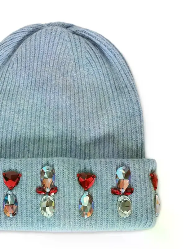 MELROSE HIGH Crystal Embellished Beanie Hat