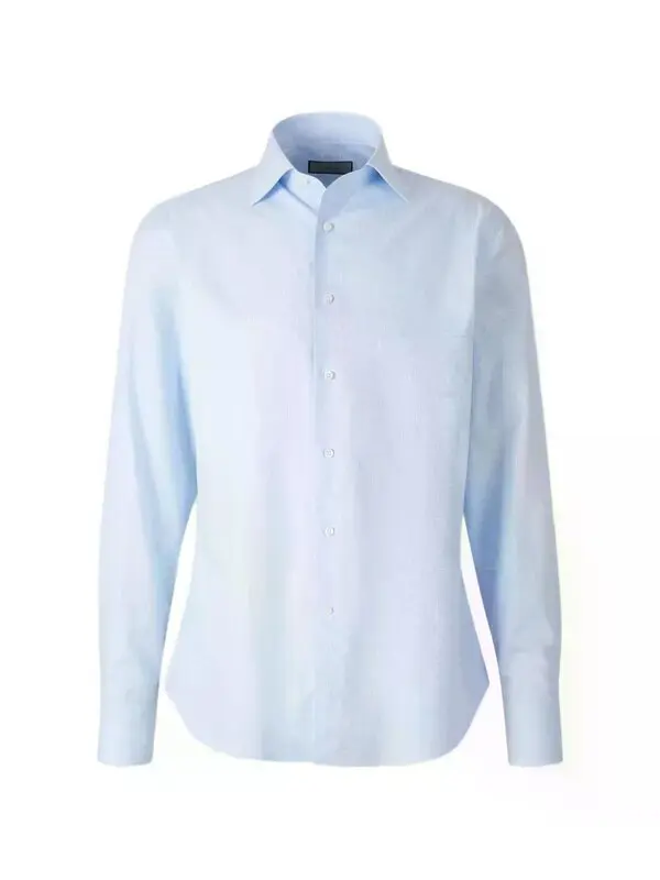 Canali Micro-patterned Long-sleeved Shirt - Blue