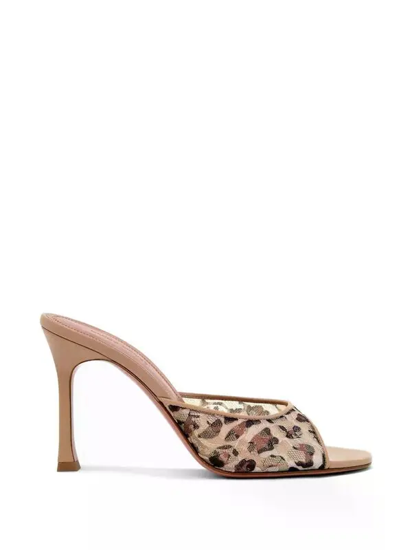 Amina Muaddi Alexa Leopard-lace Sandals - Neutrals